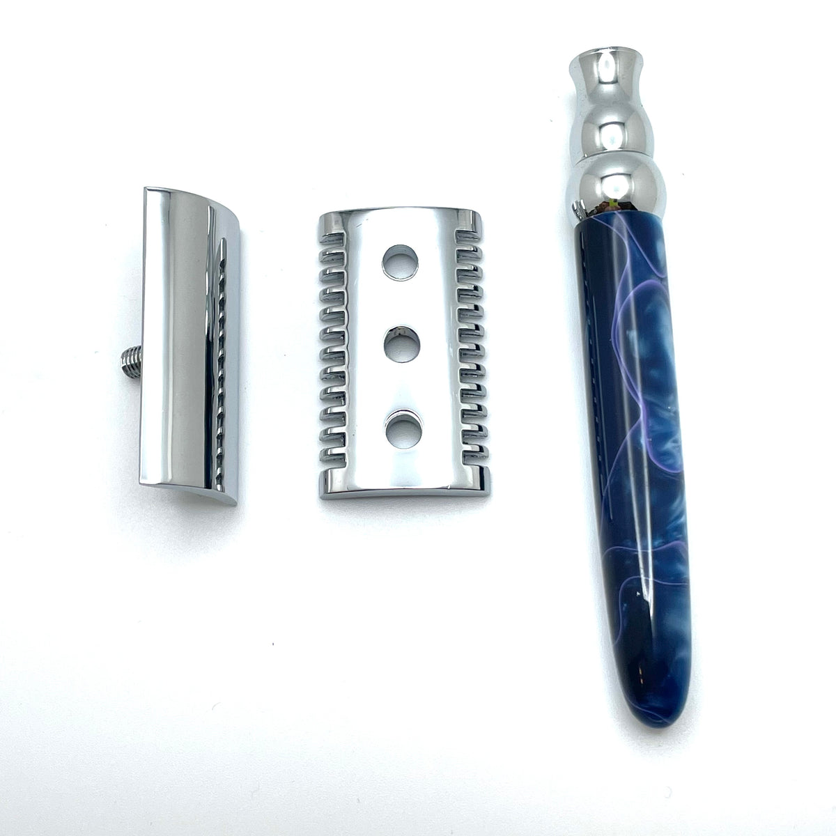 Pearl - Double Edge Safety Razor Platinum-73 Blue Open Comb – The Razor ...