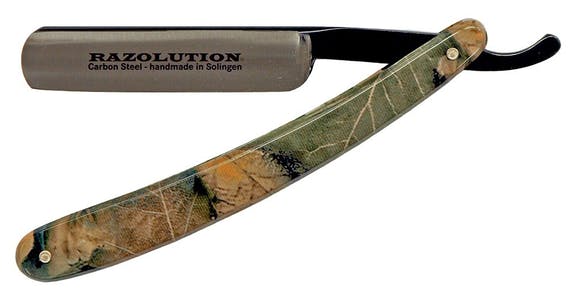 Razolution - 5/8" Carbon Steel Straight Razor - Camo Celluloid Scales ...