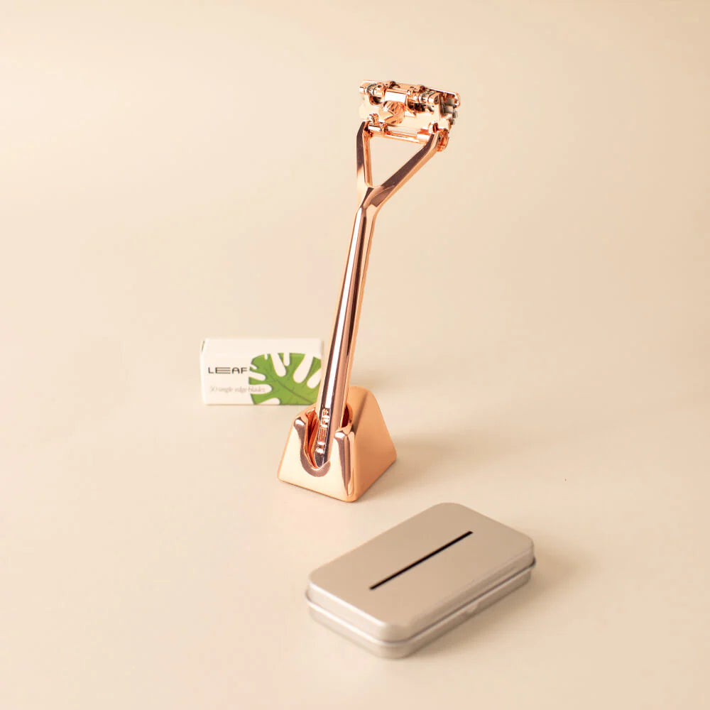 The Leaf Pivoting Head Razor KIT - Rose Gold - 4 Piece Kit – The Razor ...