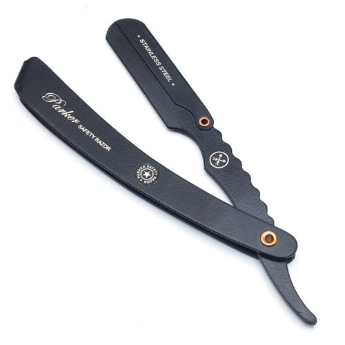 Parker - SRX Stainless Steel Shavette Straight Razor - Black Finish ...